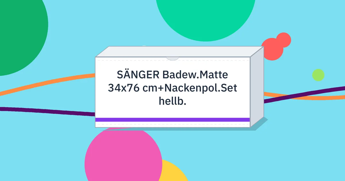 Symbolbild: Packung mit der Aufschrift SÄNGER Badew.Matte 34x76 cm+Nackenpol.Set hellb. (PZN 04115639) – Verfügbarkeit und Bezug in Apotheken in Frankfurt am Main
