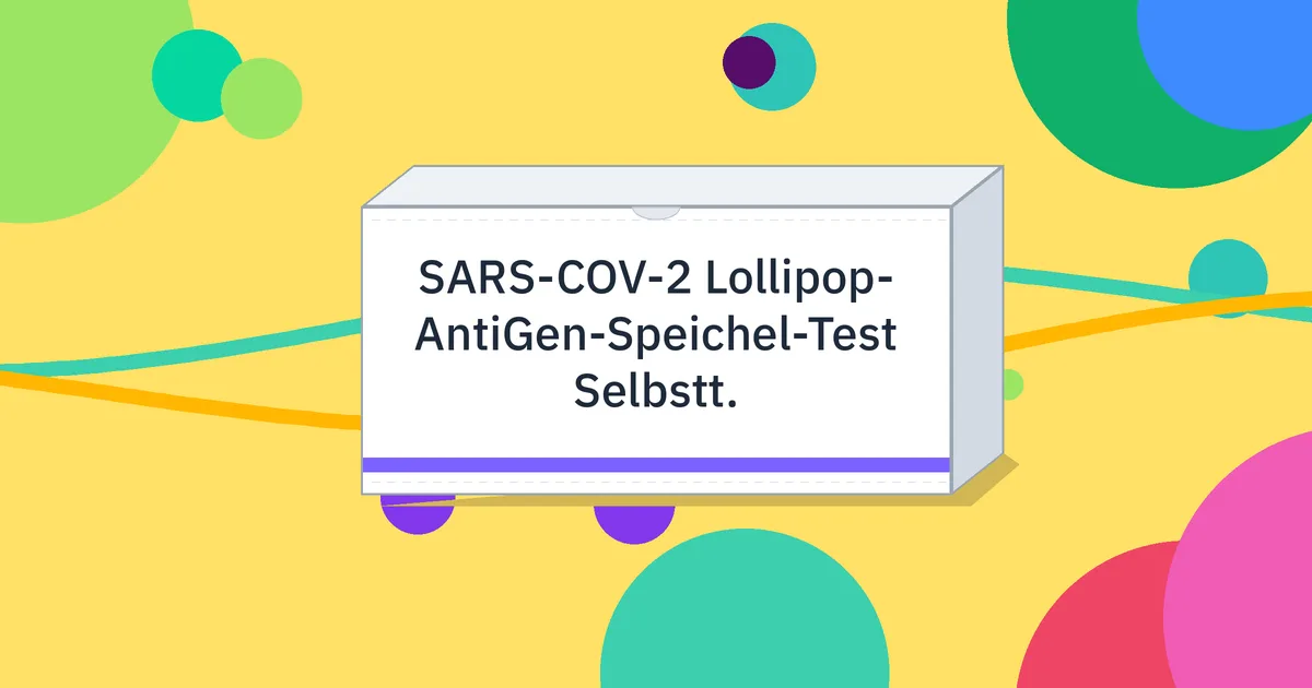 Symbolbild: Packung mit der Aufschrift SARS-COV-2 Lollipop-AntiGen-Speichel-Test Selbstt. (PZN 18241997) – Verfügbarkeit und Bezug in Apotheken in Frankfurt am Main