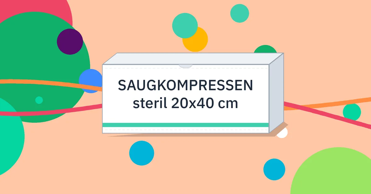 Symbolbild: Packung mit der Aufschrift SAUGKOMPRESSEN steril 20x40 cm (PZN 17562593) – Verfügbarkeit und Bezug in Apotheken in Frankfurt am Main