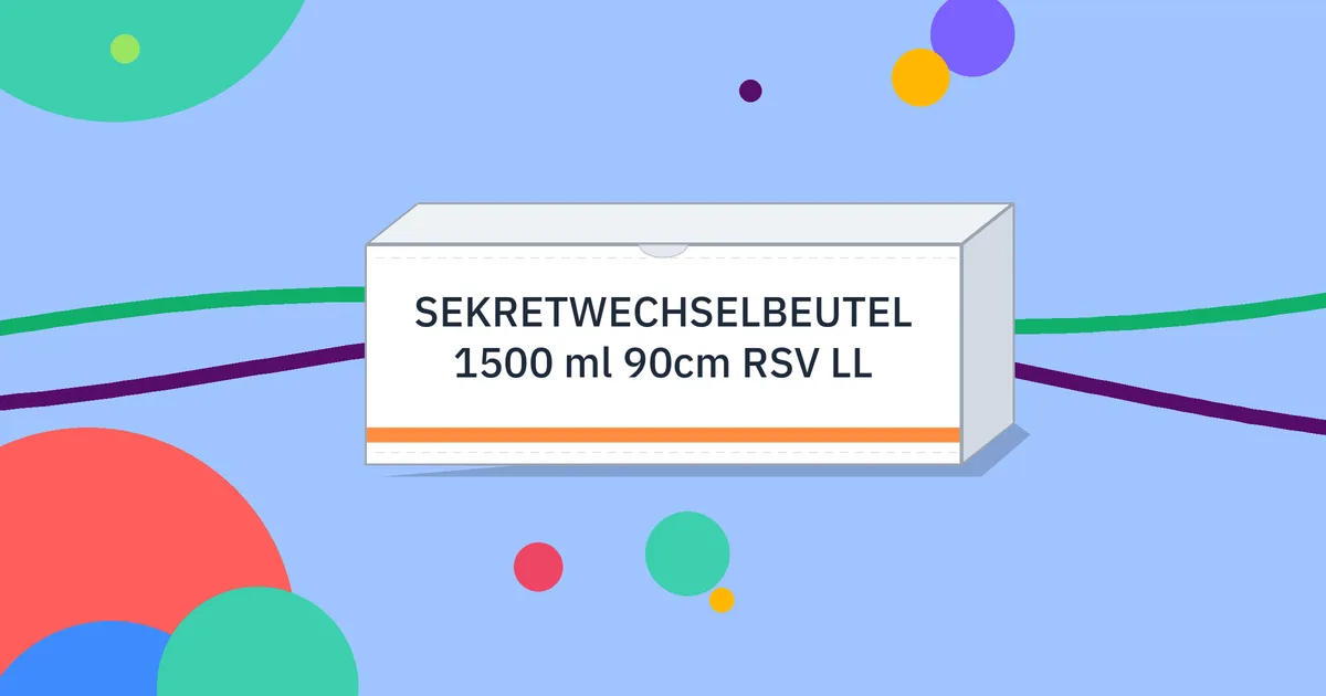 Symbolbild: Packung mit der Aufschrift SEKRETWECHSELBEUTEL 1500 ml 90cm RSV LL (PZN 17488543) – Verfügbarkeit und Bezug in Apotheken in Frankfurt am Main