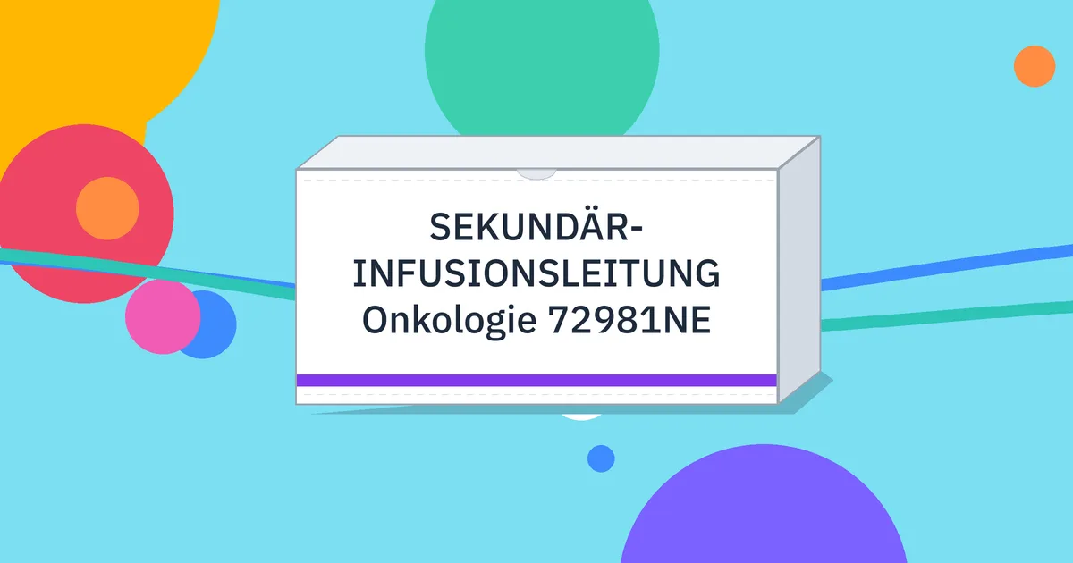 Symbolbild: Packung mit der Aufschrift SEKUNDÄR-INFUSIONSLEITUNG Onkologie 72981NE (PZN 13589371) – Verfügbarkeit und Bezug in Apotheken in Frankfurt am Main
