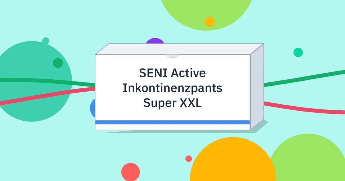Symbolbild: Packung mit der Aufschrift SENI Active Inkontinenzpants Super XXL (PZN 19891616) – Verfügbarkeit und Bezug in Apotheken in Frankfurt am Main