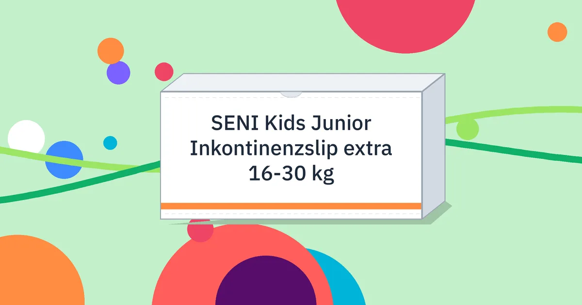 Symbolbild: Packung mit der Aufschrift SENI Kids Junior Inkontinenzslip extra 16-30 kg (PZN 09532572) – Verfügbarkeit und Bezug in Apotheken in Frankfurt am Main