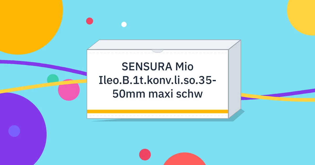 Symbolbild: Packung mit der Aufschrift SENSURA Mio Ileo.B.1t.konv.li.so.35-50mm maxi schw (PZN 19273456) – Verfügbarkeit und Bezug in Apotheken in Frankfurt am Main