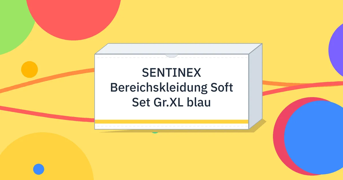 Symbolbild: Packung mit der Aufschrift SENTINEX Bereichskleidung Soft Set Gr.XL blau (PZN 09737593) – Verfügbarkeit und Bezug in Apotheken in Frankfurt am Main