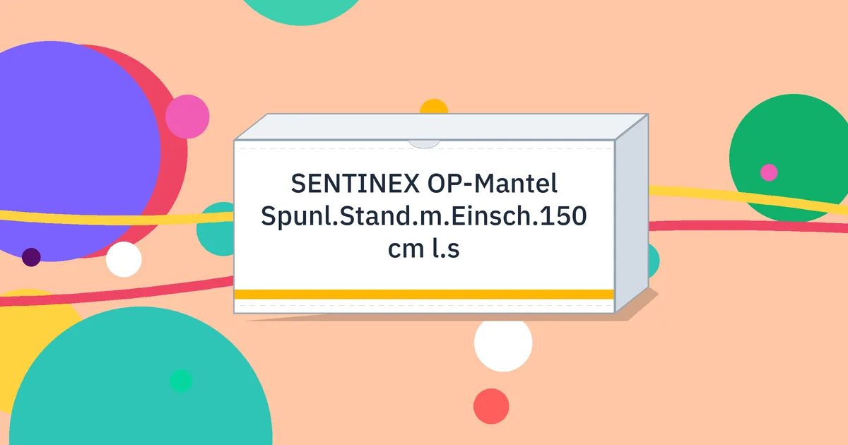 Symbolbild: Packung mit der Aufschrift SENTINEX OP-Mantel Spunl.Stand.m.Einsch.150 cm l.s (PZN 03162542) – Verfügbarkeit und Bezug in Apotheken in Frankfurt am Main