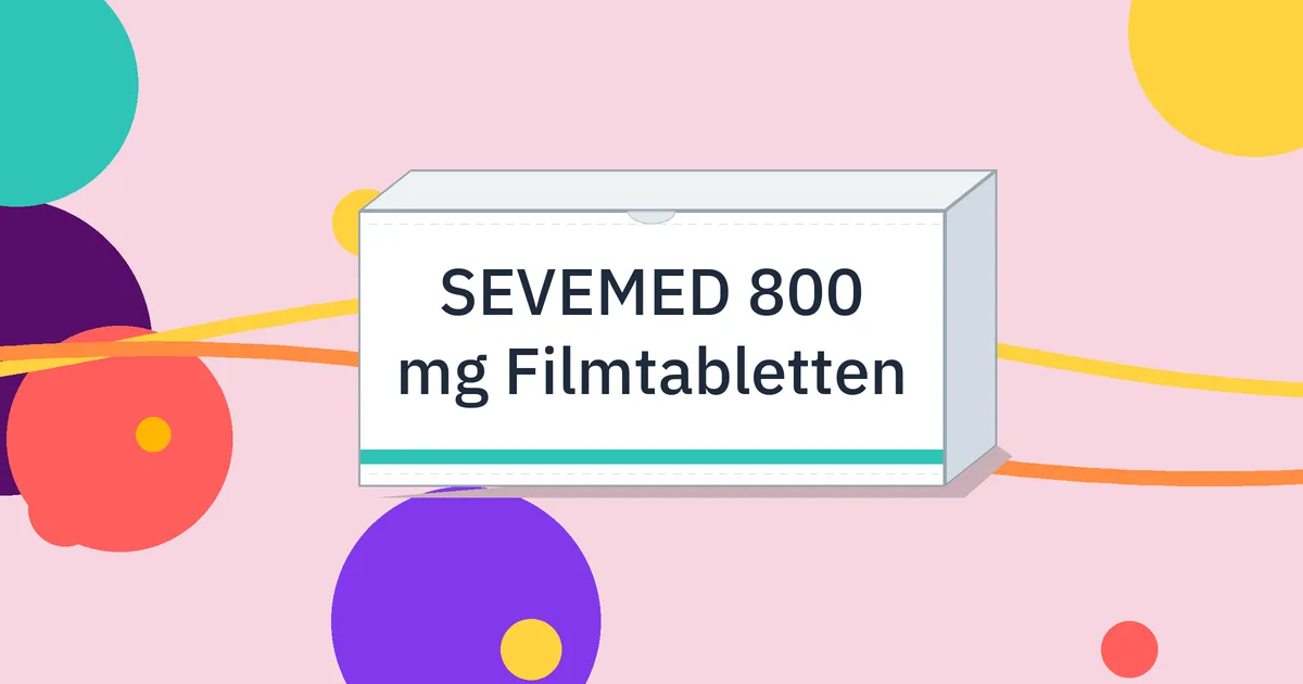 Symbolbild: Packung mit der Aufschrift SEVEMED 800 mg Filmtabletten (PZN 10827717) – Verfügbarkeit und Bezug in Apotheken in Frankfurt am Main