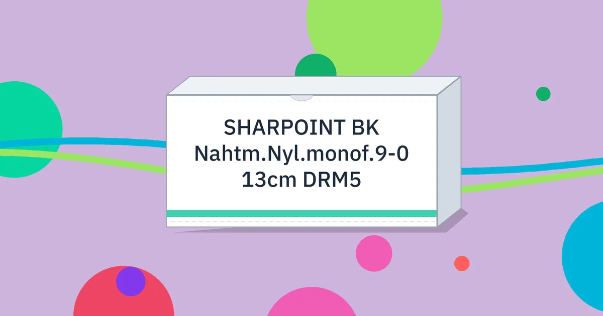 Symbolbild: Packung mit der Aufschrift SHARPOINT BK Nahtm.Nyl.monof.9-0 13cm DRM5 (PZN 17983573) – Verfügbarkeit und Bezug in Apotheken in Frankfurt am Main