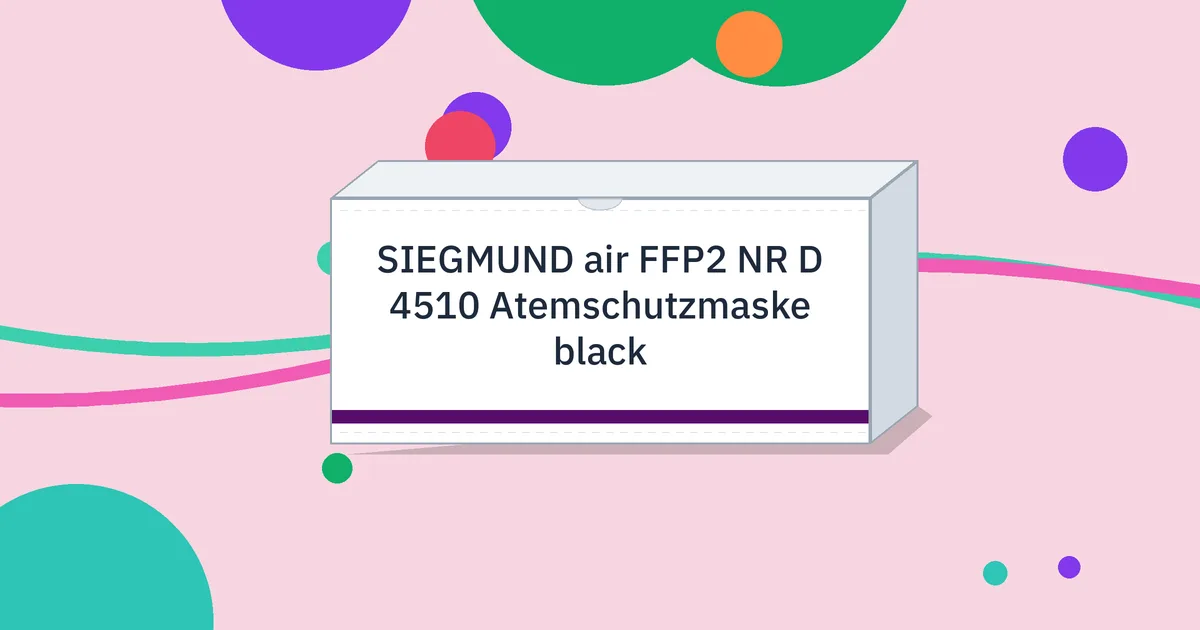 Symbolbild: Packung mit der Aufschrift SIEGMUND air FFP2 NR D 4510 Atemschutzmaske black (PZN 18241158) – Verfügbarkeit und Bezug in Apotheken in Frankfurt am Main