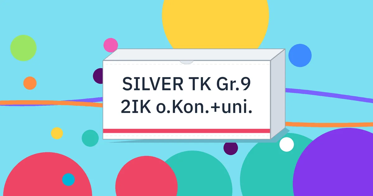 Symbolbild: Packung mit der Aufschrift SILVER TK Gr.9 2IK o.Kon.+uni. (PZN 10209847) – Verfügbarkeit und Bezug in Apotheken in Frankfurt am Main