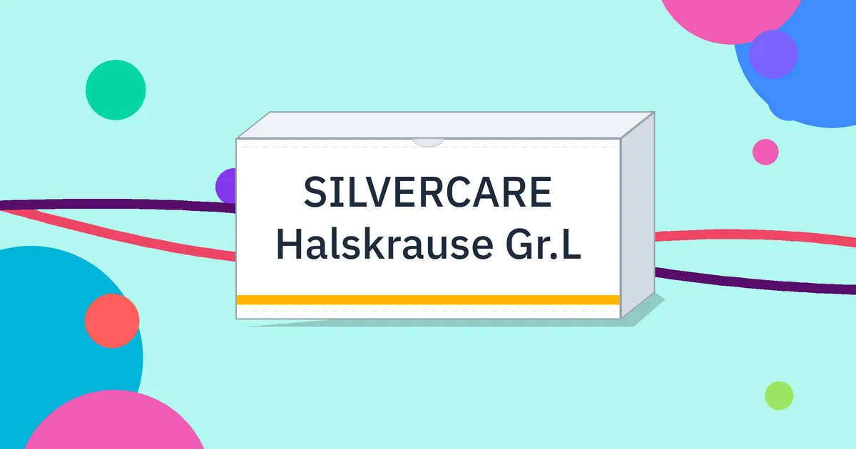 Symbolbild: Packung mit der Aufschrift SILVERCARE Halskrause Gr.L (PZN 06716343) – Verfügbarkeit und Bezug in Apotheken in Frankfurt am Main