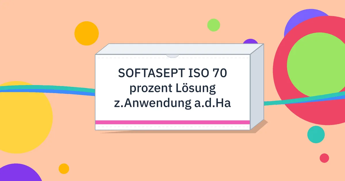 Symbolbild: Packung mit der Aufschrift SOFTASEPT ISO 70 prozent Lösung z.Anwendung a.d.Ha (PZN 12372623) – Verfügbarkeit und Bezug in Apotheken in Frankfurt am Main