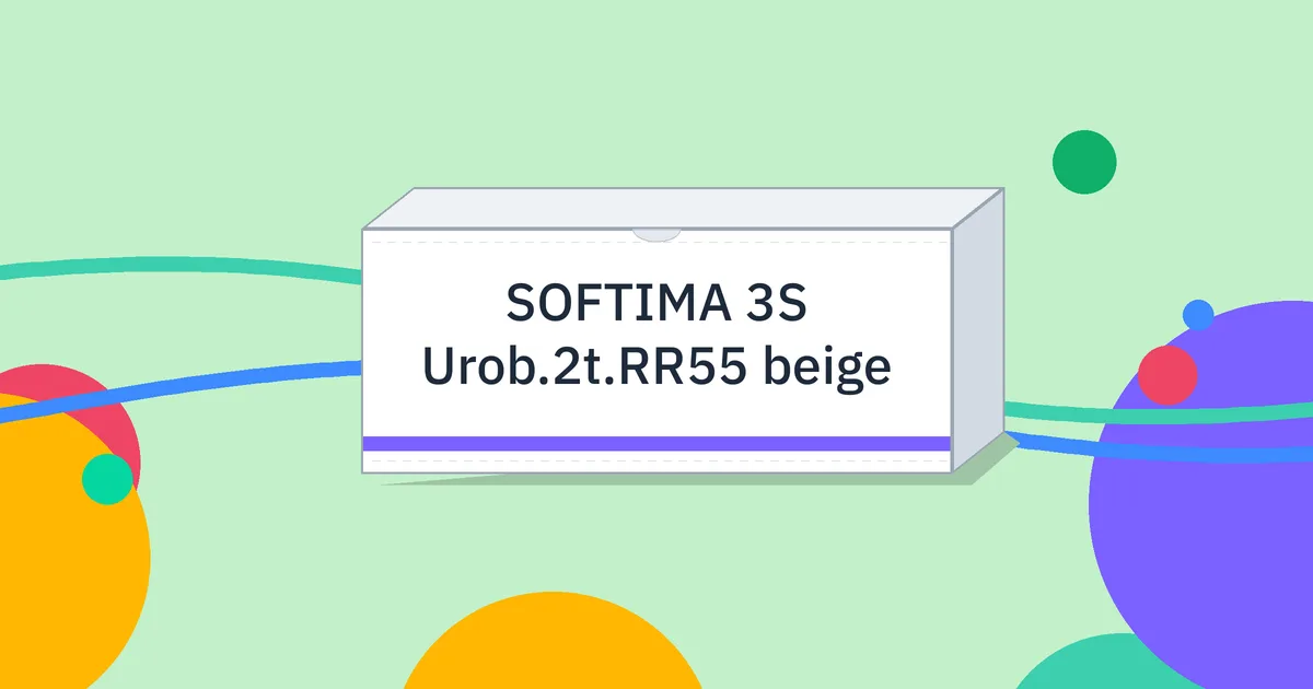 Symbolbild: Packung mit der Aufschrift SOFTIMA 3S Urob.2t.RR55 beige (PZN 04819151) – Verfügbarkeit und Bezug in Apotheken in Frankfurt am Main