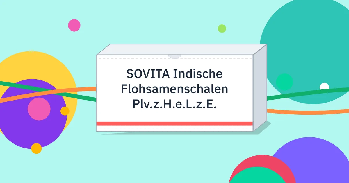 Symbolbild: Packung mit der Aufschrift SOVITA Indische Flohsamenschalen Plv.z.H.e.L.z.E. (PZN 14177050) – Verfügbarkeit und Bezug in Apotheken in Frankfurt am Main