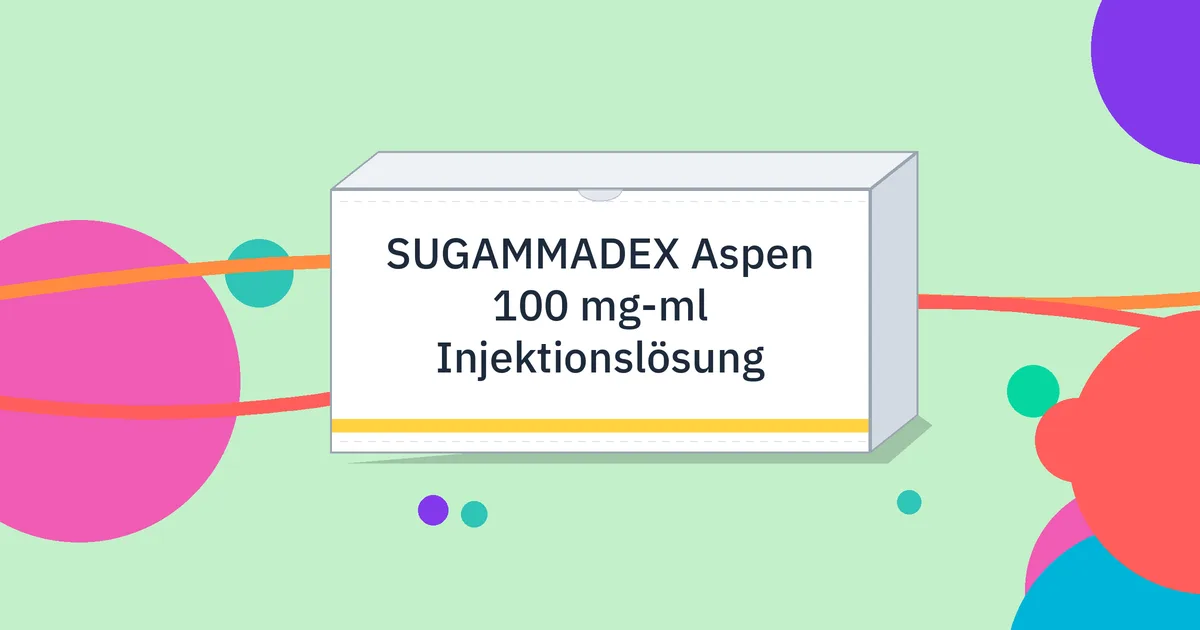 Symbolbild: Packung mit der Aufschrift SUGAMMADEX Aspen 100 mg-ml Injektionslösung (PZN 18374965) – Verfügbarkeit und Bezug in Apotheken in Frankfurt am Main