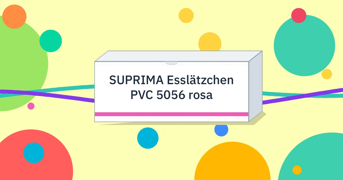 Symbolbild: Packung mit der Aufschrift SUPRIMA Esslätzchen PVC 5056 rosa (PZN 03003298) – Verfügbarkeit und Bezug in Apotheken in Frankfurt am Main
