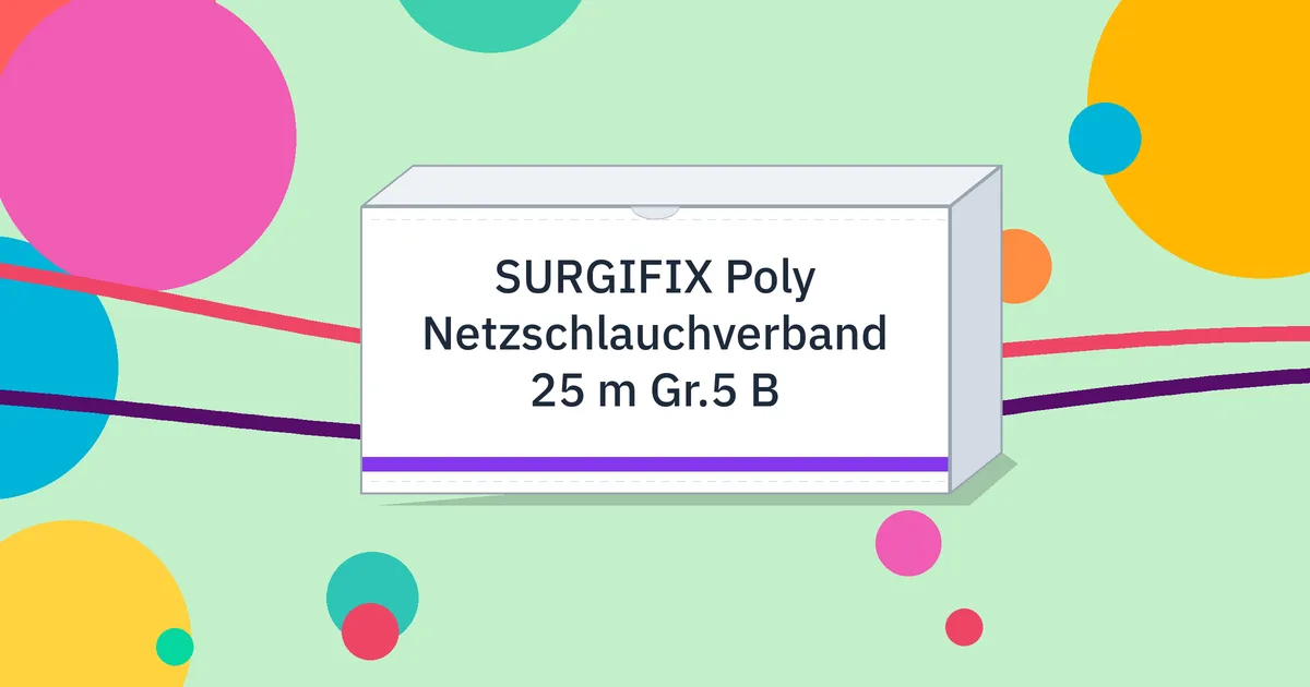Symbolbild: Packung mit der Aufschrift SURGIFIX Poly Netzschlauchverband 25 m Gr.5 B (PZN 18386537) – Verfügbarkeit und Bezug in Apotheken in Frankfurt am Main