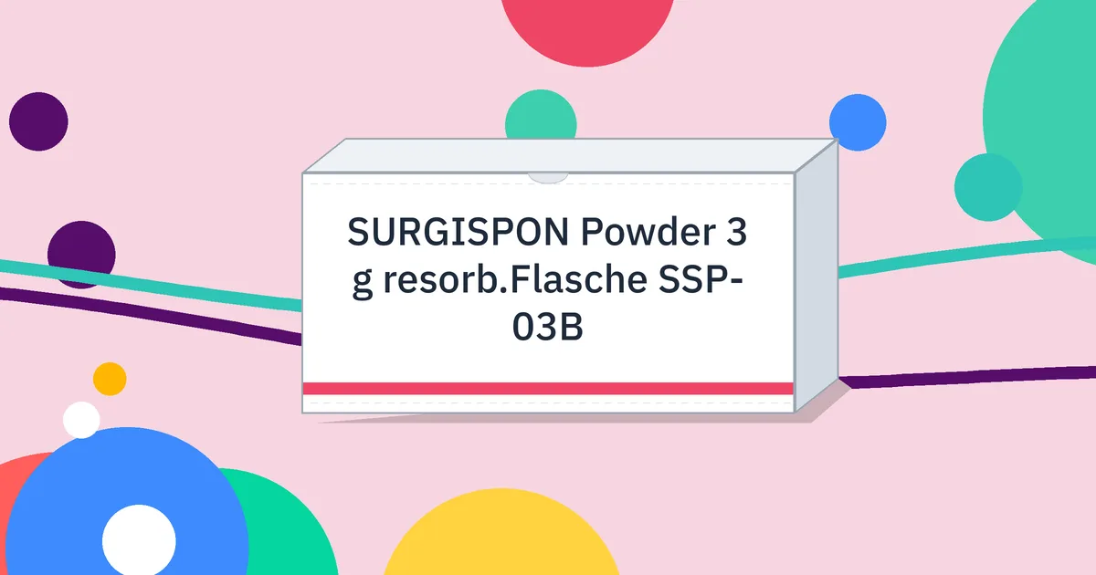 Symbolbild: Packung mit der Aufschrift SURGISPON Powder 3 g resorb.Flasche SSP-03B (PZN 19977826) – Verfügbarkeit und Bezug in Apotheken in Frankfurt am Main