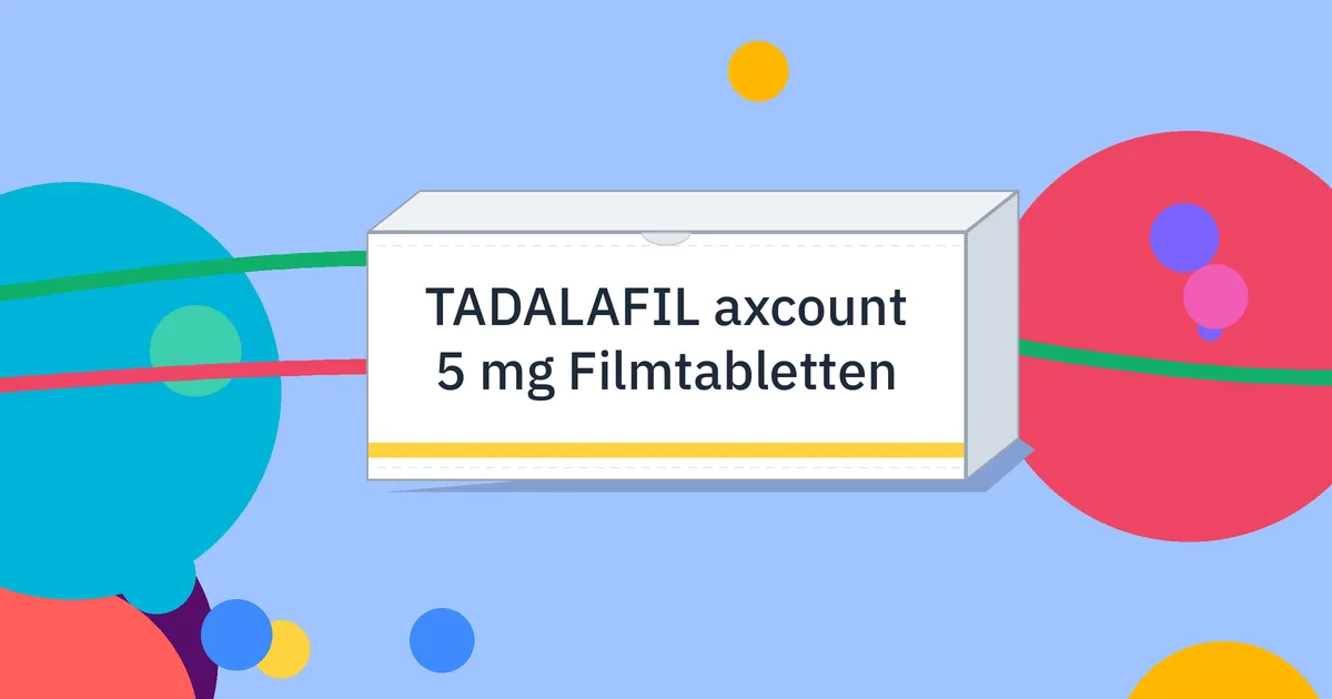 Symbolbild: Packung mit der Aufschrift TADALAFIL axcount 5 mg Filmtabletten (PZN 16742809) – Verfügbarkeit und Bezug in Apotheken in Frankfurt am Main