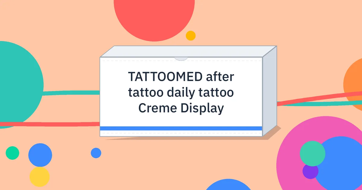 Symbolbild: Packung mit der Aufschrift TATTOOMED after tattoo daily tattoo Creme Display (PZN 19290176) – Verfügbarkeit und Bezug in Apotheken in Frankfurt am Main