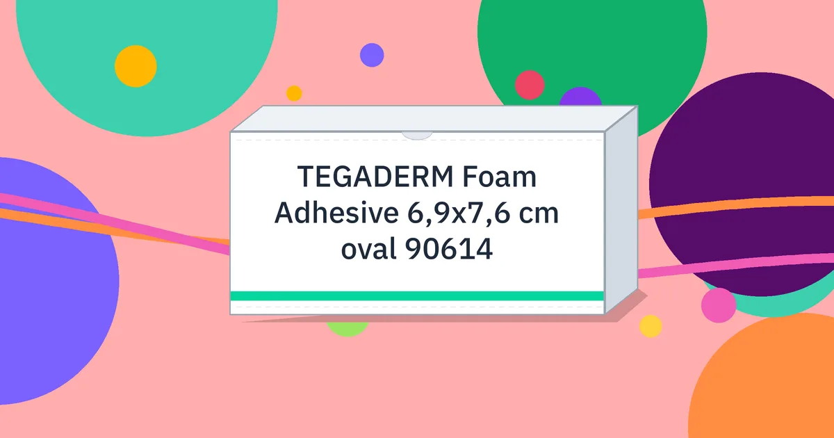 Symbolbild: Packung mit der Aufschrift TEGADERM Foam Adhesive 6,9x7,6 cm oval 90614 (PZN 13902276) – Verfügbarkeit und Bezug in Apotheken in Frankfurt am Main