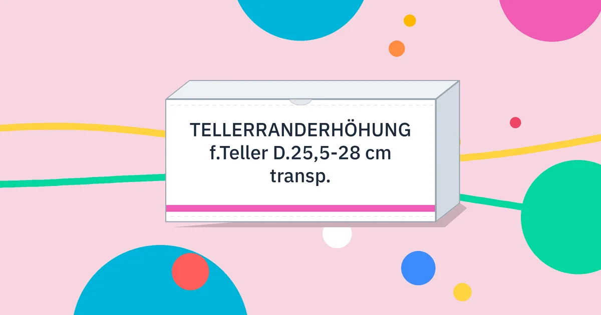 Symbolbild: Packung mit der Aufschrift TELLERRANDERHÖHUNG f.Teller D.25,5-28 cm transp. (PZN 10539823) – Verfügbarkeit und Bezug in Apotheken in Frankfurt am Main