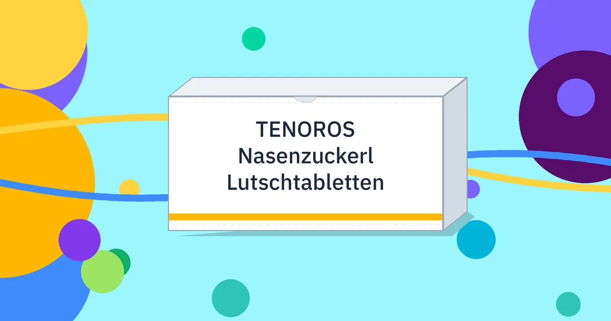 Symbolbild: Packung mit der Aufschrift TENOROS Nasenzuckerl Lutschtabletten (PZN 16887531) – Verfügbarkeit und Bezug in Apotheken in Frankfurt am Main