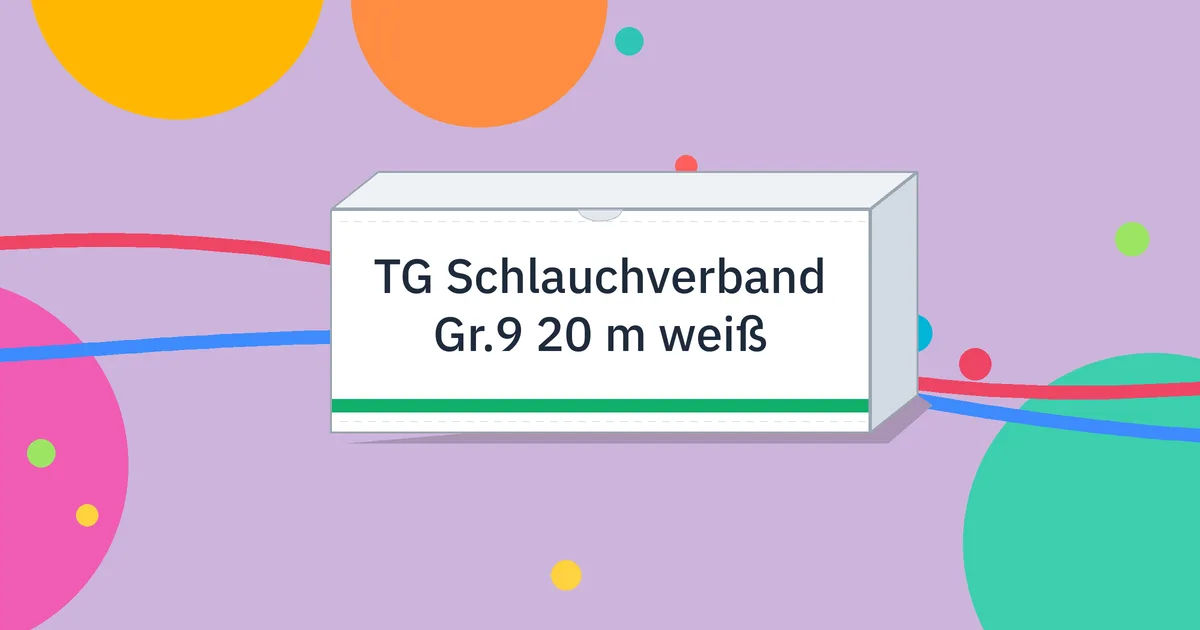 Symbolbild: Packung mit der Aufschrift TG Schlauchverband Gr.9 20 m weiß (PZN 12586726) – Verfügbarkeit und Bezug in Apotheken in Frankfurt am Main