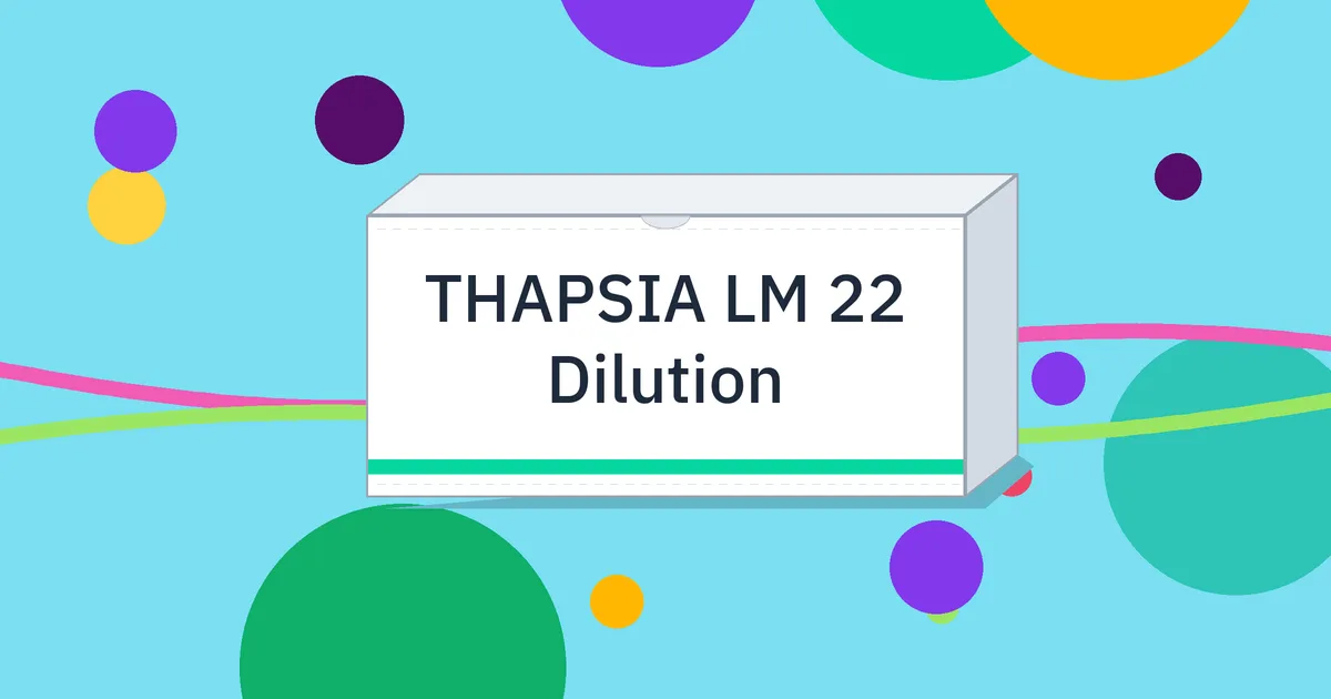 Symbolbild: Packung mit der Aufschrift THAPSIA LM 22 Dilution (PZN 13690130) – Verfügbarkeit und Bezug in Apotheken in Frankfurt am Main