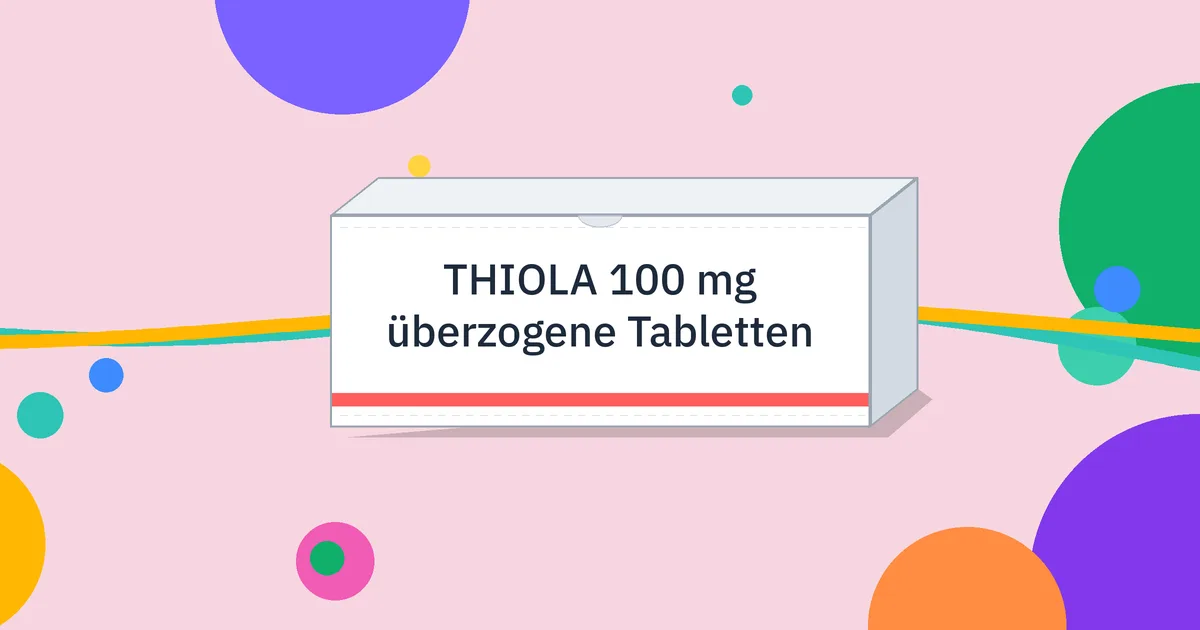 Symbolbild: Packung mit der Aufschrift THIOLA 100 mg überzogene Tabletten (PZN 18203100) – Verfügbarkeit und Bezug in Apotheken in Frankfurt am Main