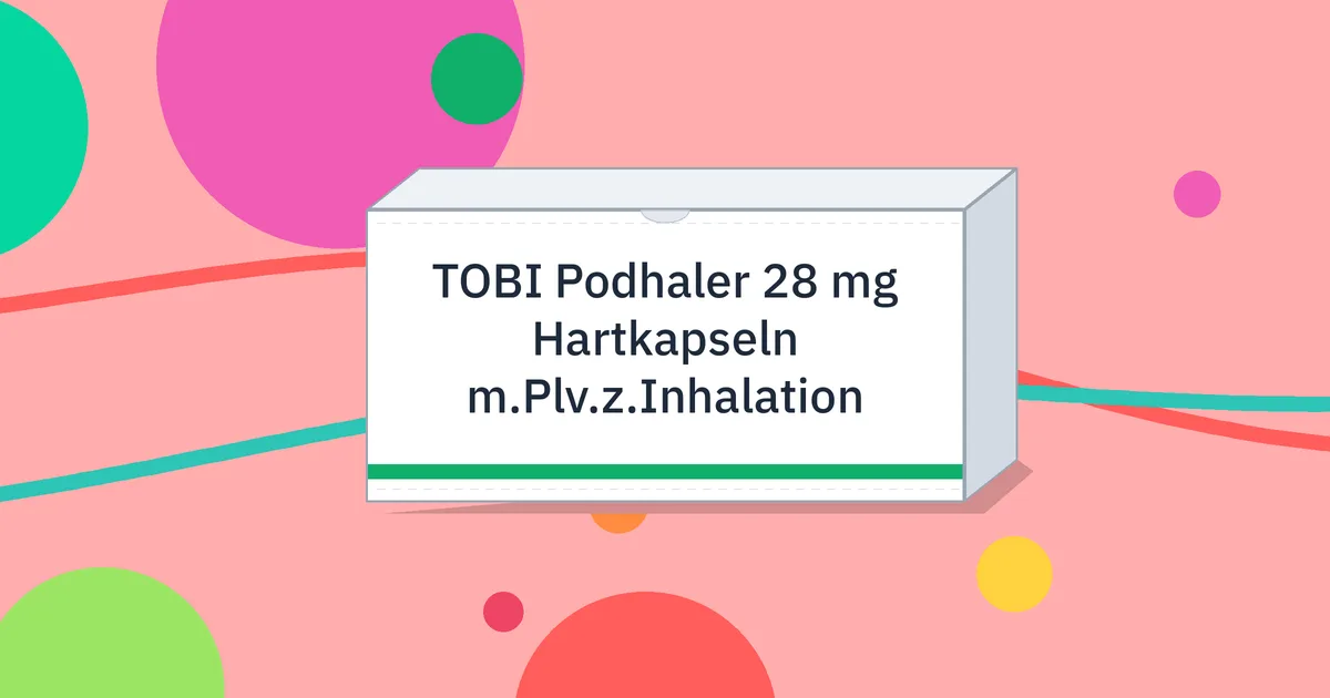 Symbolbild: Packung mit der Aufschrift TOBI Podhaler 28 mg Hartkapseln m.Plv.z.Inhalation (PZN 14328276) – Verfügbarkeit und Bezug in Apotheken in Frankfurt am Main