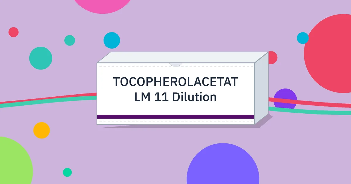 Symbolbild: Packung mit der Aufschrift TOCOPHEROLACETAT LM 11 Dilution (PZN 13224770) – Verfügbarkeit und Bezug in Apotheken in Frankfurt am Main