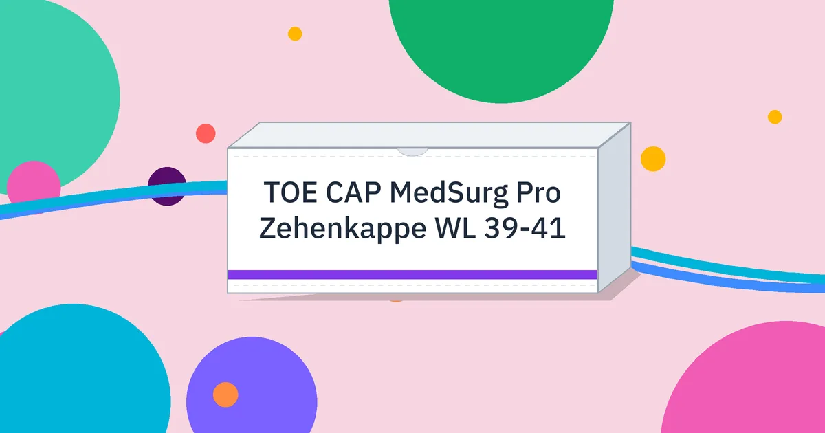 Symbolbild: Packung mit der Aufschrift TOE CAP MedSurg Pro Zehenkappe WL 39-41 (PZN 16631346) – Verfügbarkeit und Bezug in Apotheken in Frankfurt am Main