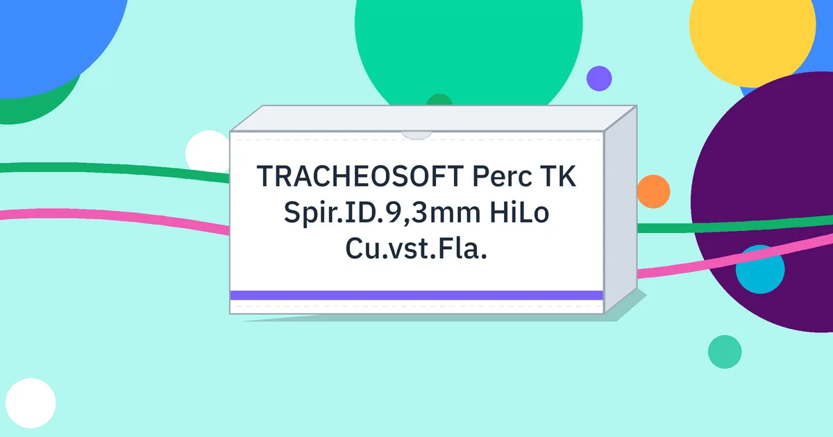 Symbolbild: Packung mit der Aufschrift TRACHEOSOFT Perc TK Spir.ID.9,3mm HiLo Cu.vst.Fla. (PZN 04109685) – Verfügbarkeit und Bezug in Apotheken in Frankfurt am Main