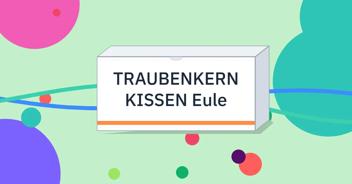 Symbolbild: Packung mit der Aufschrift TRAUBENKERN KISSEN Eule (PZN 16511406) – Verfügbarkeit und Bezug in Apotheken in Frankfurt am Main