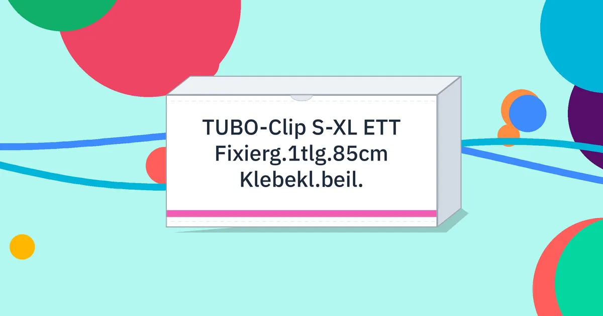 Symbolbild: Packung mit der Aufschrift TUBO-Clip S-XL ETT Fixierg.1tlg.85cm Klebekl.beil. (PZN 18796287) – Verfügbarkeit und Bezug in Apotheken in Frankfurt am Main