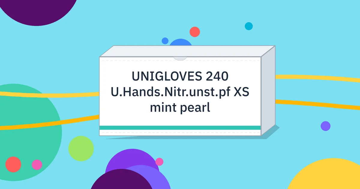 Symbolbild: Packung mit der Aufschrift UNIGLOVES 240 U.Hands.Nitr.unst.pf XS mint pearl (PZN 18102095) – Verfügbarkeit und Bezug in Apotheken in Frankfurt am Main