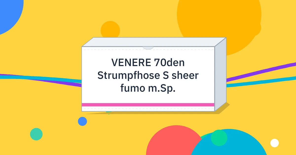 Symbolbild: Packung mit der Aufschrift VENERE 70den Strumpfhose S sheer fumo m.Sp. (PZN 16172737) – Verfügbarkeit und Bezug in Apotheken in Frankfurt am Main
