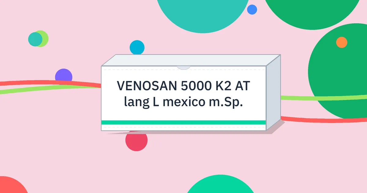 Symbolbild: Packung mit der Aufschrift VENOSAN 5000 K2 AT lang L mexico m.Sp. (PZN 14430365) – Verfügbarkeit und Bezug in Apotheken in Frankfurt am Main