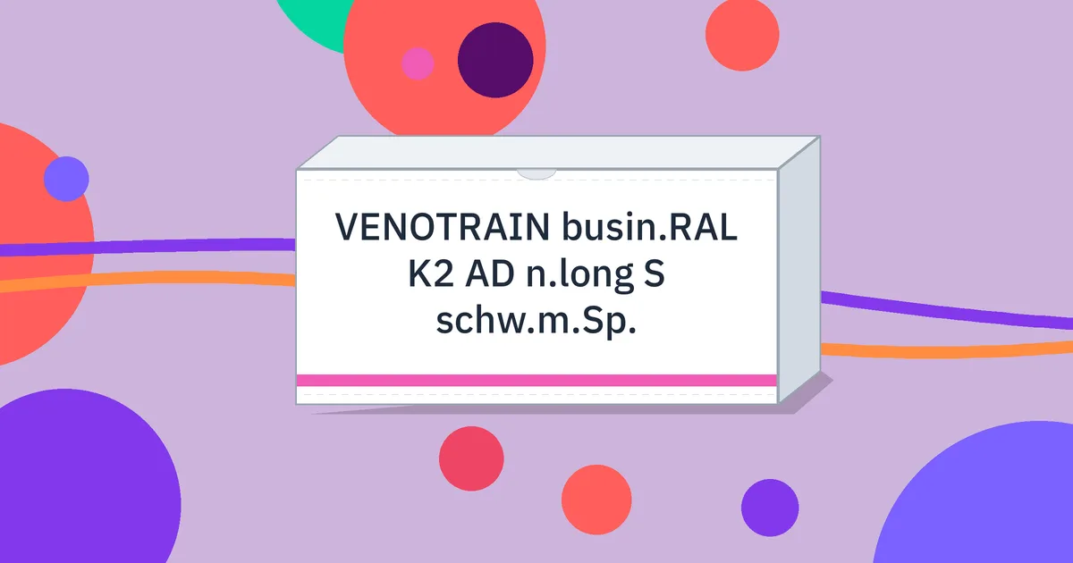 Symbolbild: Packung mit der Aufschrift VENOTRAIN busin.RAL K2 AD n.long S schw.m.Sp. (PZN 06949544) – Verfügbarkeit und Bezug in Apotheken in Frankfurt am Main