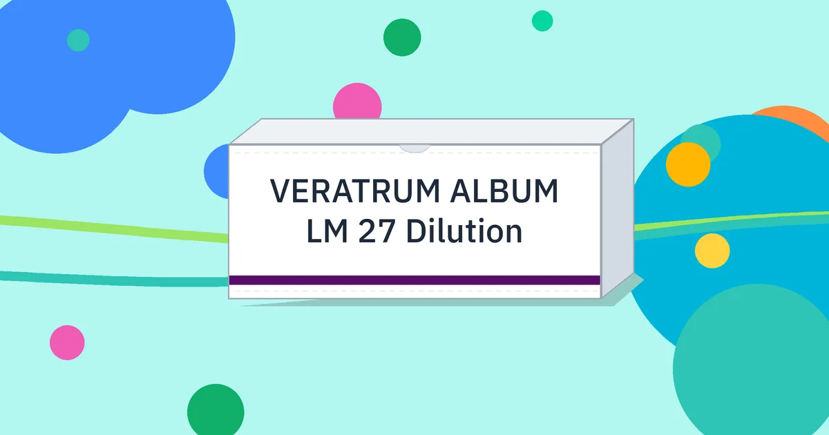 Symbolbild: Packung mit der Aufschrift VERATRUM ALBUM LM 27 Dilution (PZN 13264781) – Verfügbarkeit und Bezug in Apotheken in Frankfurt am Main
