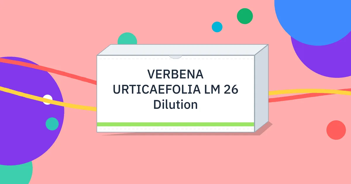 Symbolbild: Packung mit der Aufschrift VERBENA URTICAEFOLIA LM 26 Dilution (PZN 13268371) – Verfügbarkeit und Bezug in Apotheken in Frankfurt am Main
