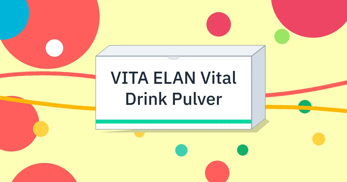 Symbolbild: Packung mit der Aufschrift VITA ELAN Vital Drink Pulver (PZN 05503326) – Verfügbarkeit und Bezug in Apotheken in Frankfurt am Main