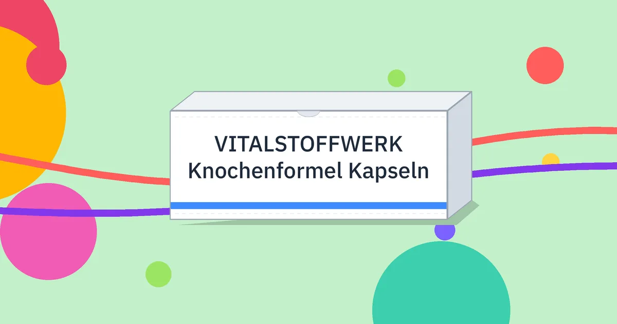 Symbolbild: Packung mit der Aufschrift VITALSTOFFWERK Knochenformel Kapseln (PZN 18131151) – Verfügbarkeit und Bezug in Apotheken in Frankfurt am Main