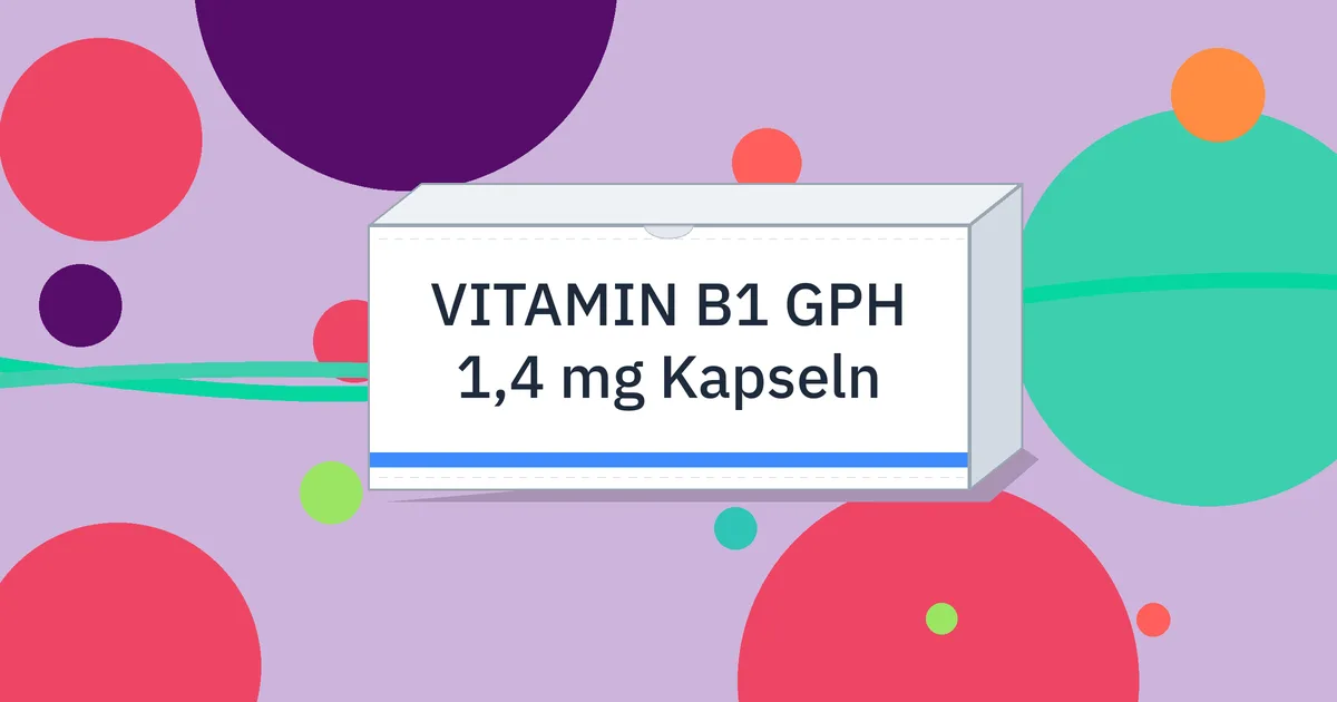 Symbolbild: Packung mit der Aufschrift VITAMIN B1 GPH 1,4 mg Kapseln (PZN 01642841) – Verfügbarkeit und Bezug in Apotheken in Frankfurt am Main