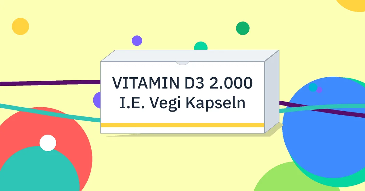Symbolbild: Packung mit der Aufschrift VITAMIN D3 2.000 I.E. Vegi Kapseln (PZN 11023228) – Verfügbarkeit und Bezug in Apotheken in Frankfurt am Main