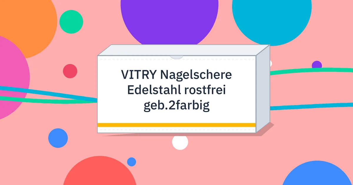 Symbolbild: Packung mit der Aufschrift VITRY Nagelschere Edelstahl rostfrei geb.2farbig (PZN 05045013) – Verfügbarkeit und Bezug in Apotheken in Frankfurt am Main