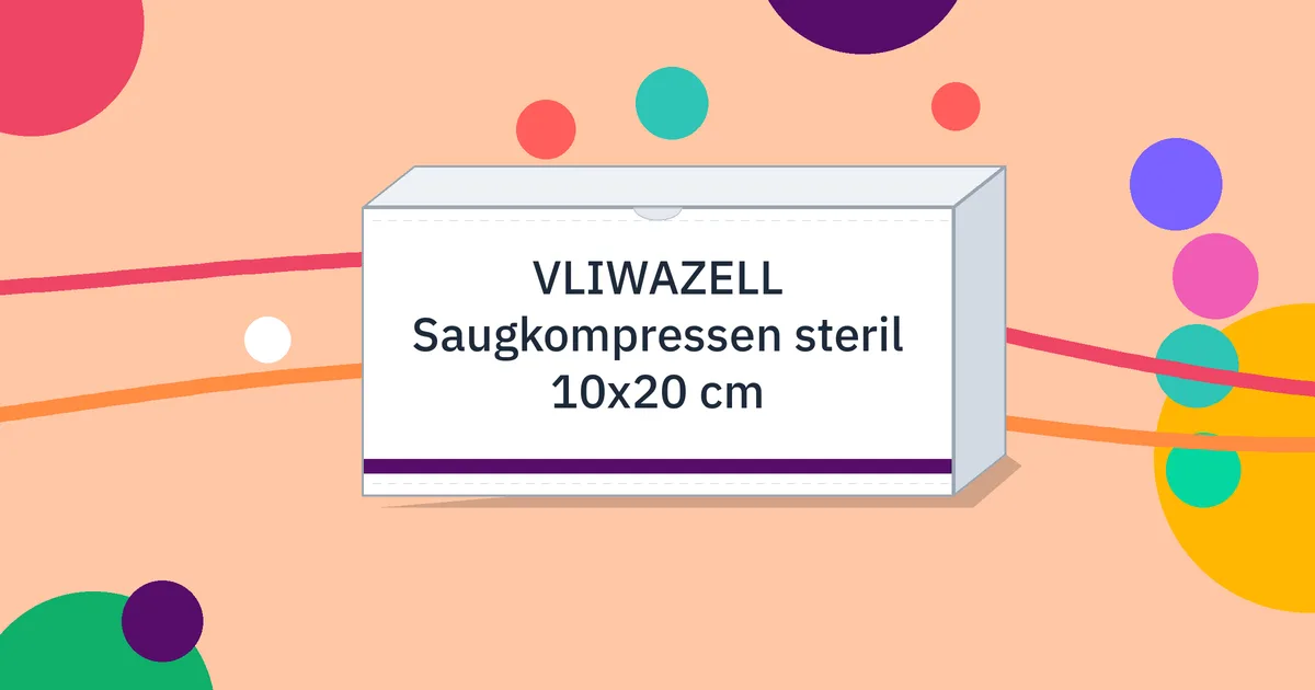 Symbolbild: Packung mit der Aufschrift VLIWAZELL Saugkompressen steril 10x20 cm (PZN 07558544) – Verfügbarkeit und Bezug in Apotheken in Frankfurt am Main