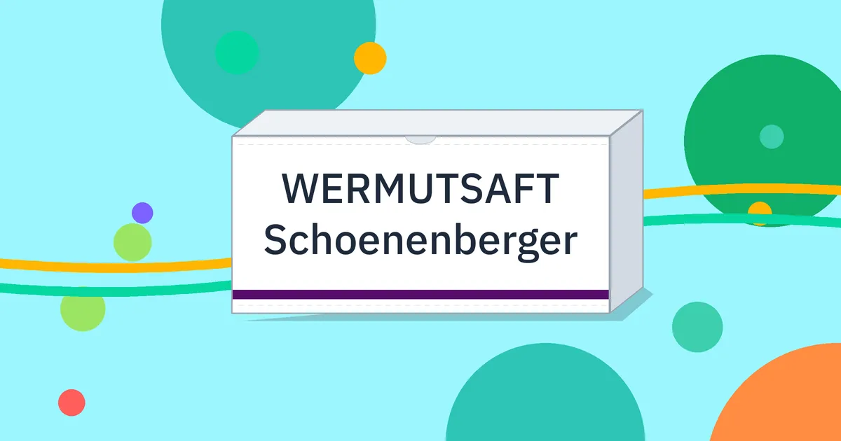 Symbolbild: Packung mit der Aufschrift WERMUTSAFT Schoenenberger (PZN 00692392) – Verfügbarkeit und Bezug in Apotheken in Frankfurt am Main
