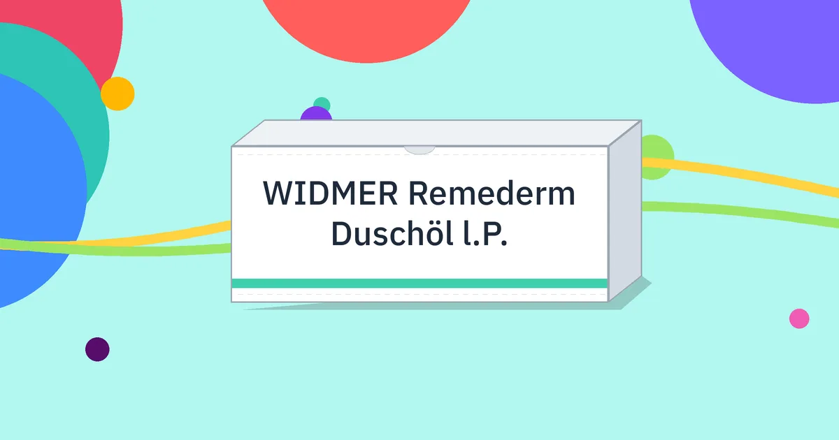 Symbolbild: Packung mit der Aufschrift WIDMER Remederm Duschöl l.P. (PZN 14244361) – Verfügbarkeit und Bezug in Apotheken in Frankfurt am Main